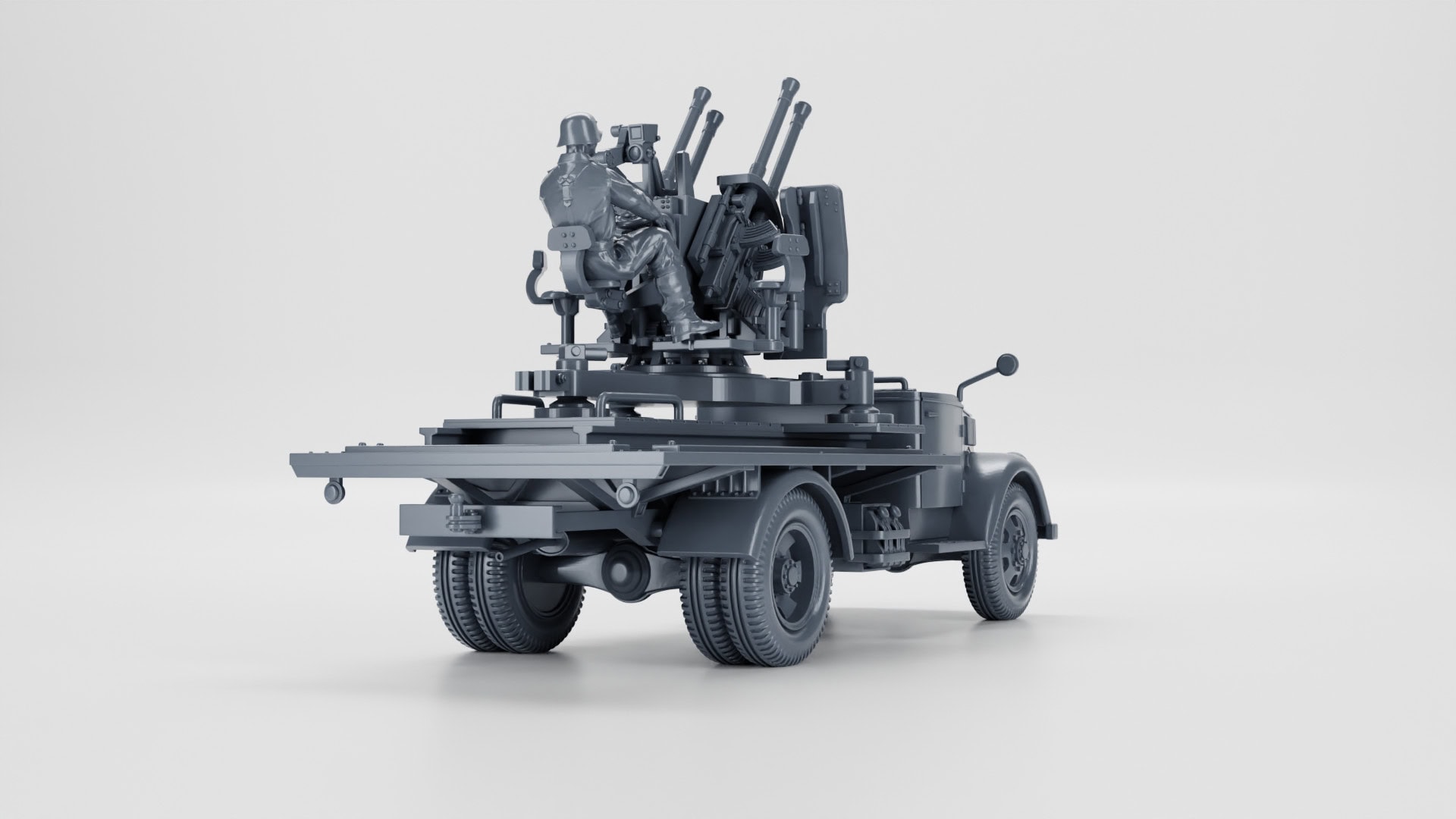 Opel Blitz with 20mm Flakvierling 38 AA Gun + 1 gunner (Germany, WW2 ...