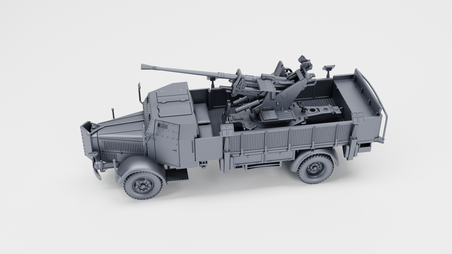 Mercedes L4500A 4.5t als Flakwagen für 3.7cm Flak 37 + 2cm Flakvierling ...