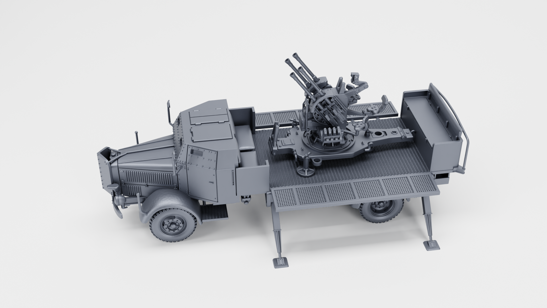 Mercedes L4500A 4.5t als Flakwagen für 3.7cm Flak 37 + 2cm Flakvierling ...