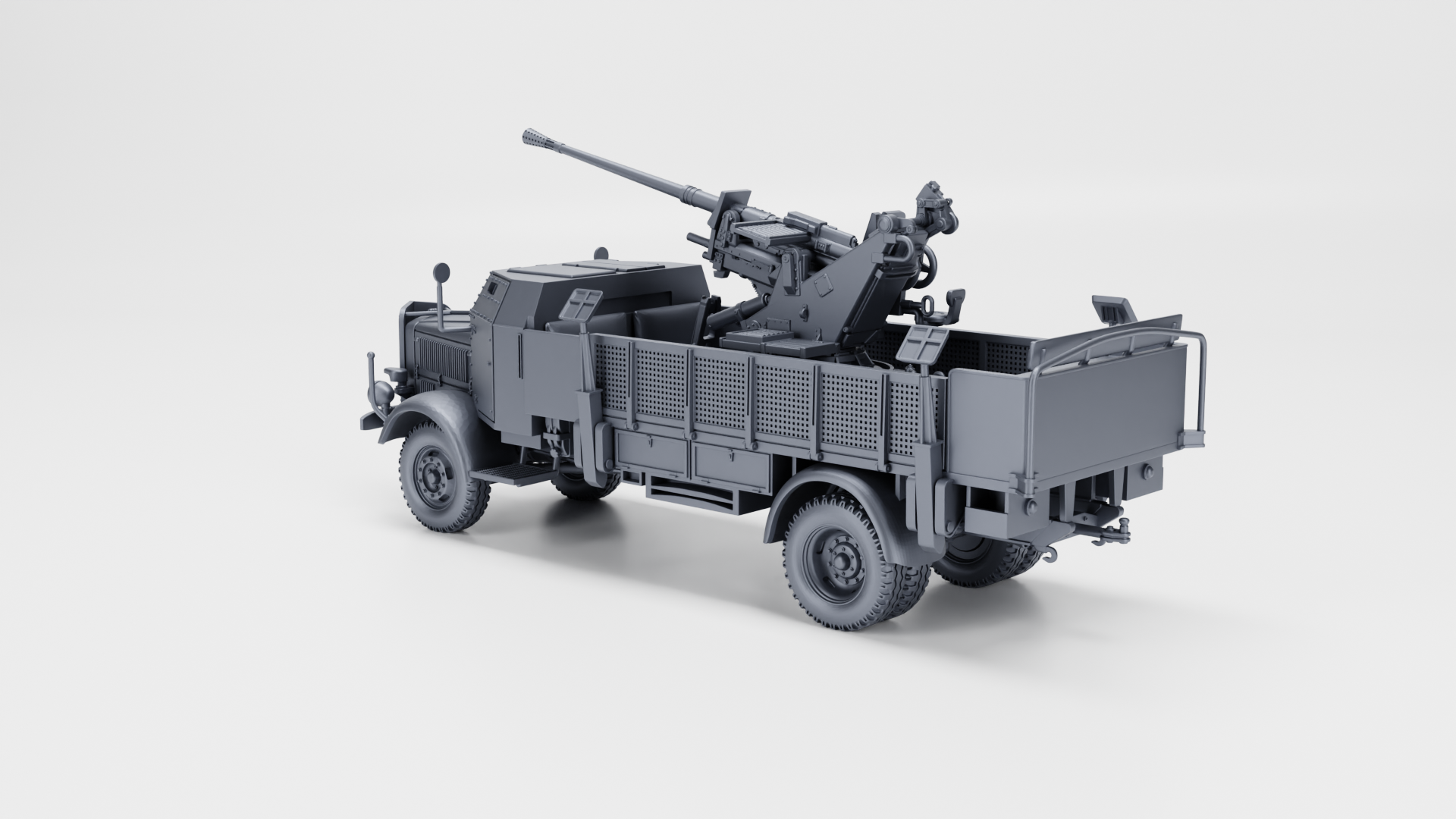 Mercedes L4500A 4.5t als Flakwagen für 3.7cm Flak 37 + 2cm Flakvierling ...