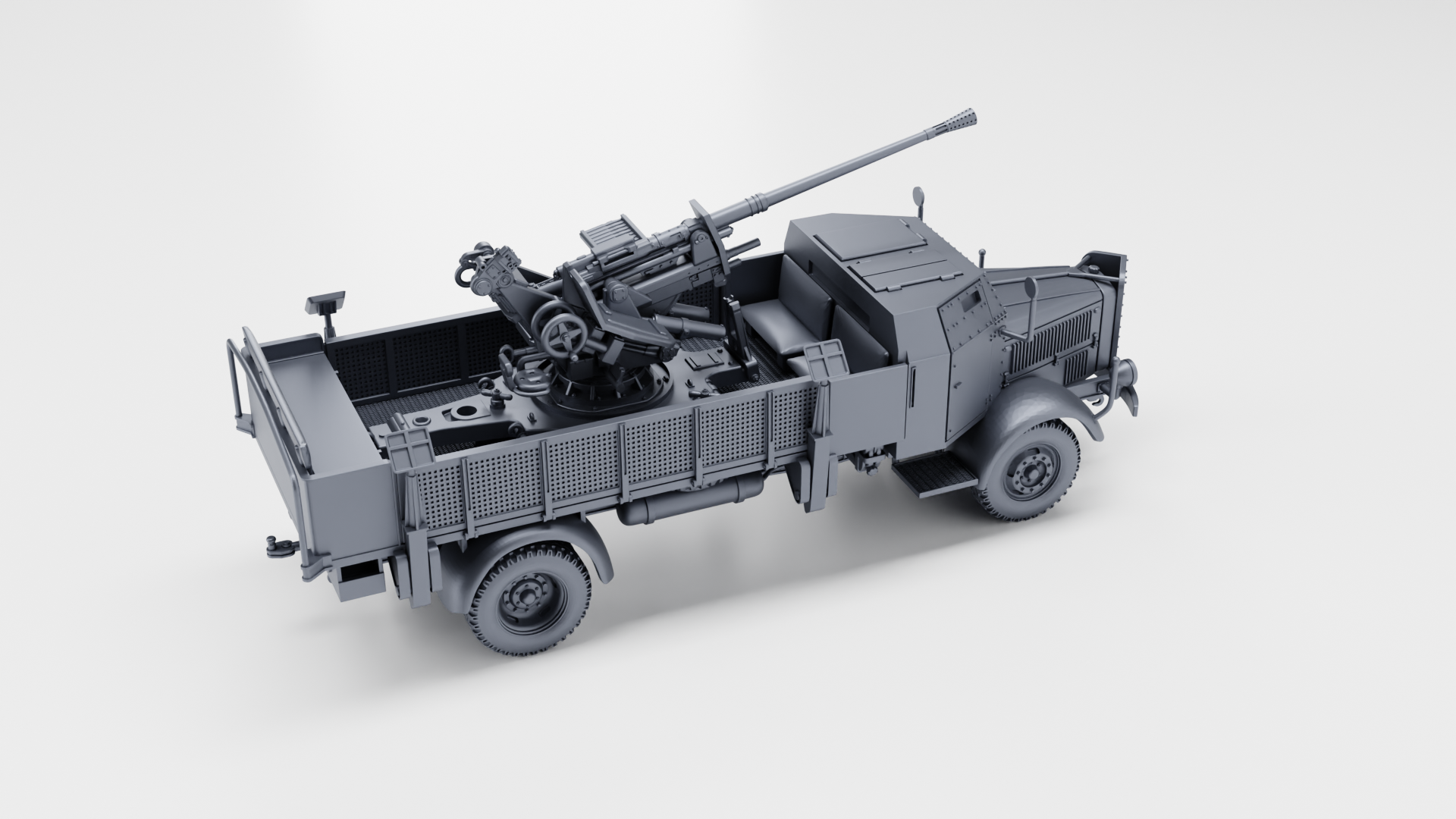 Mercedes L4500A 4.5t als Flakwagen für 3.7cm Flak 37 + 2cm Flakvierling ...