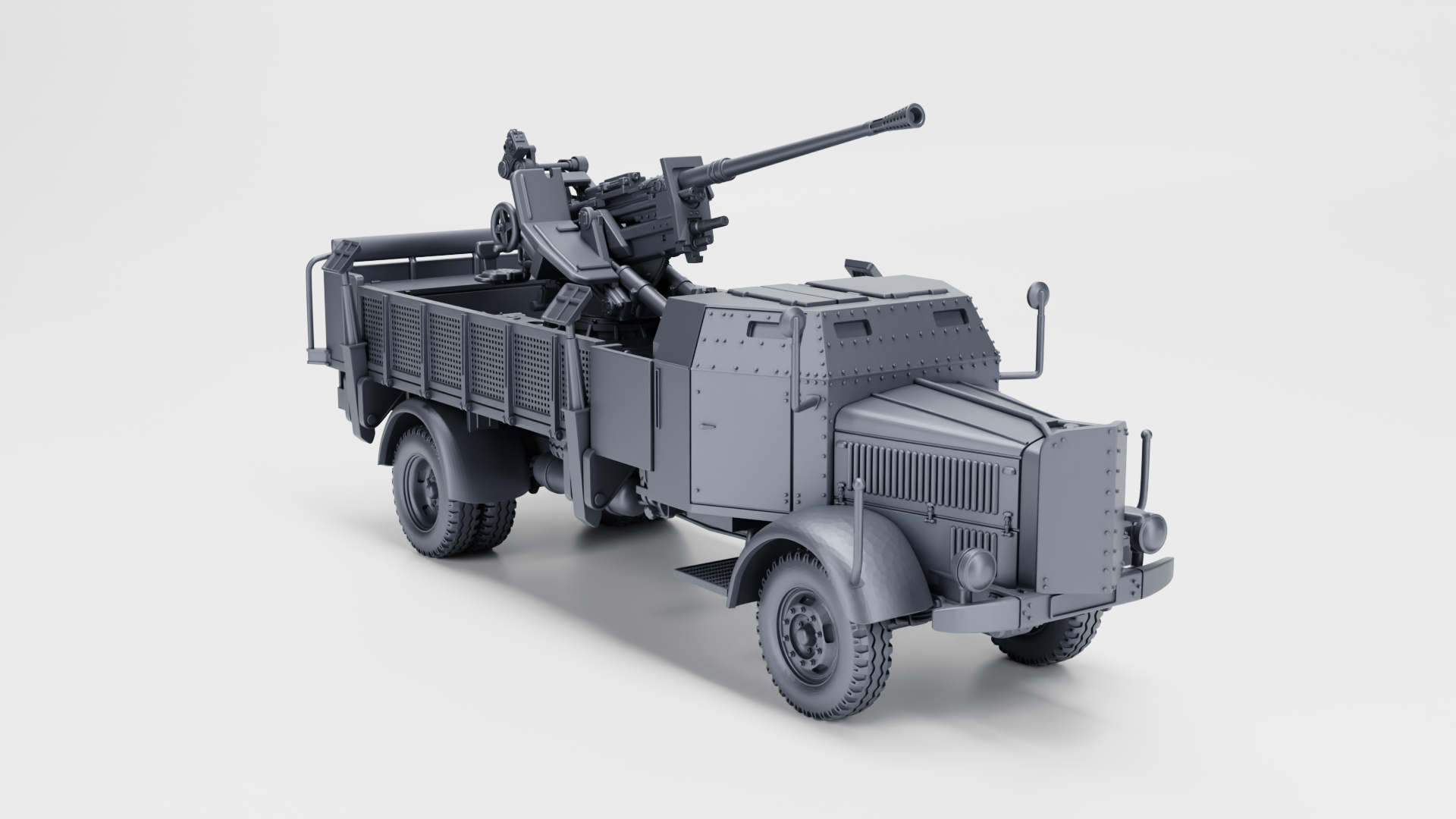 Mercedes L4500A 4.5t als Flakwagen für 3.7cm Flak 37 + 2cm Flakvierling ...