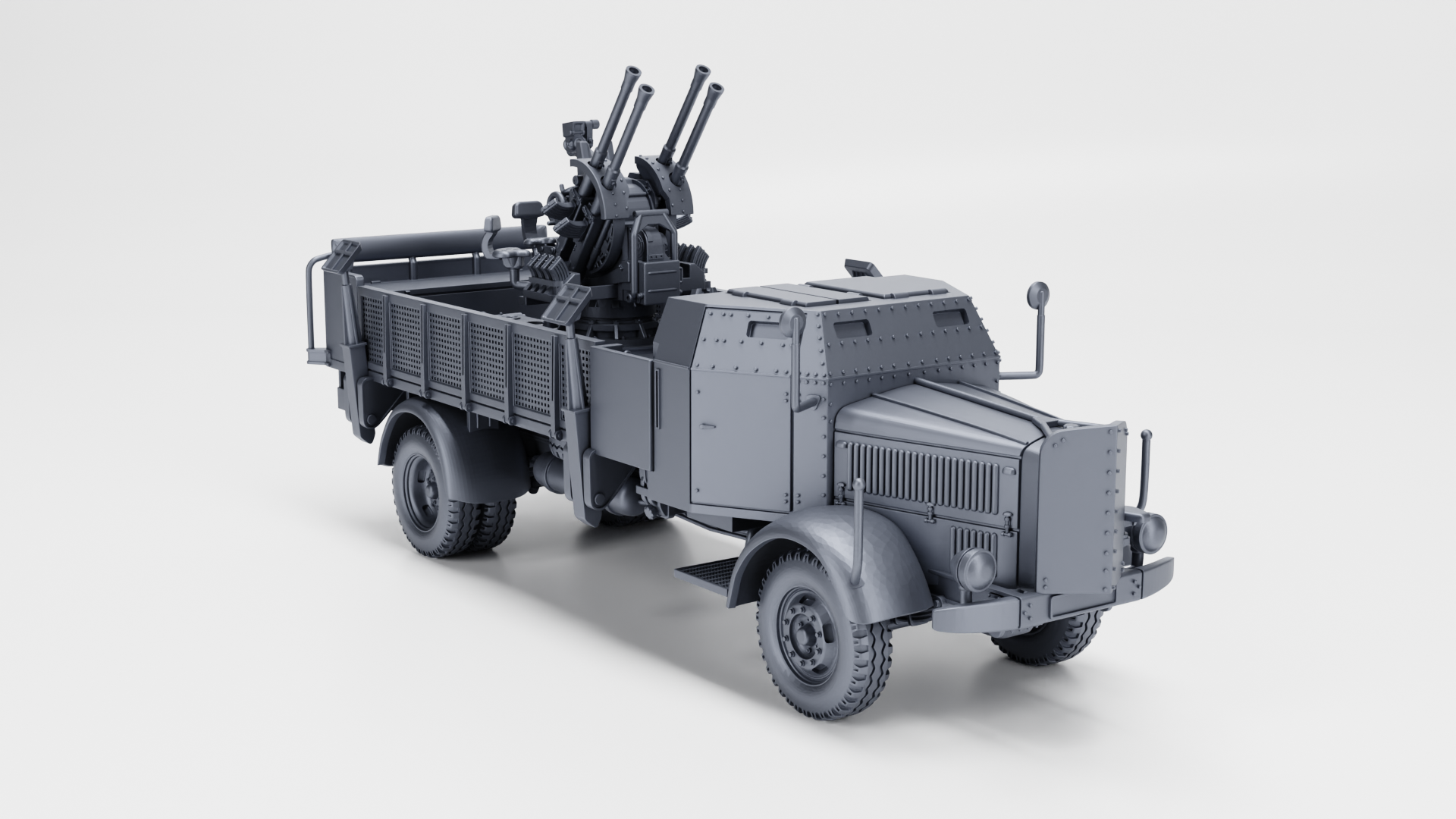 Mercedes L4500A 4.5t als Flakwagen für 3.7cm Flak 37 + 2cm Flakvierling ...