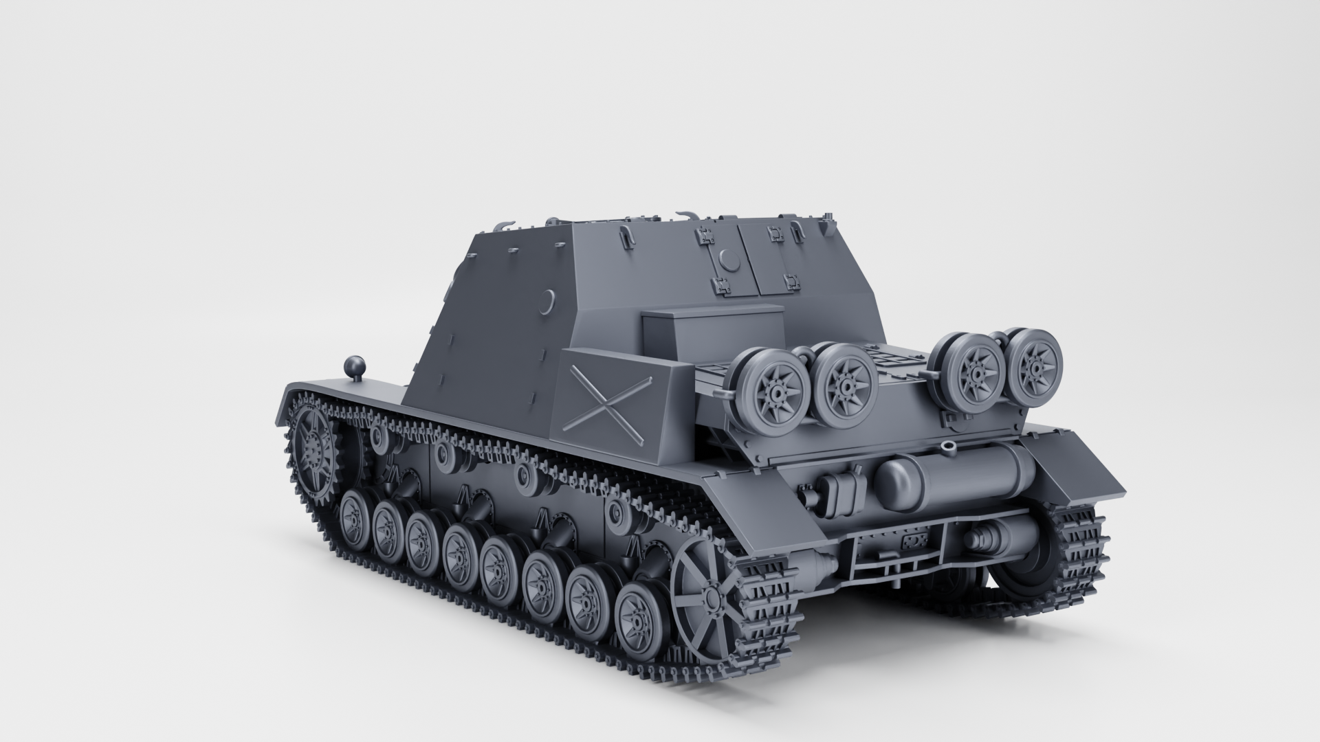 Sturmpanzer IV “Brummbar” (early) + 3 Tankmen + side armor (Germany, WW2) by Wargame3D - Wargaming3D