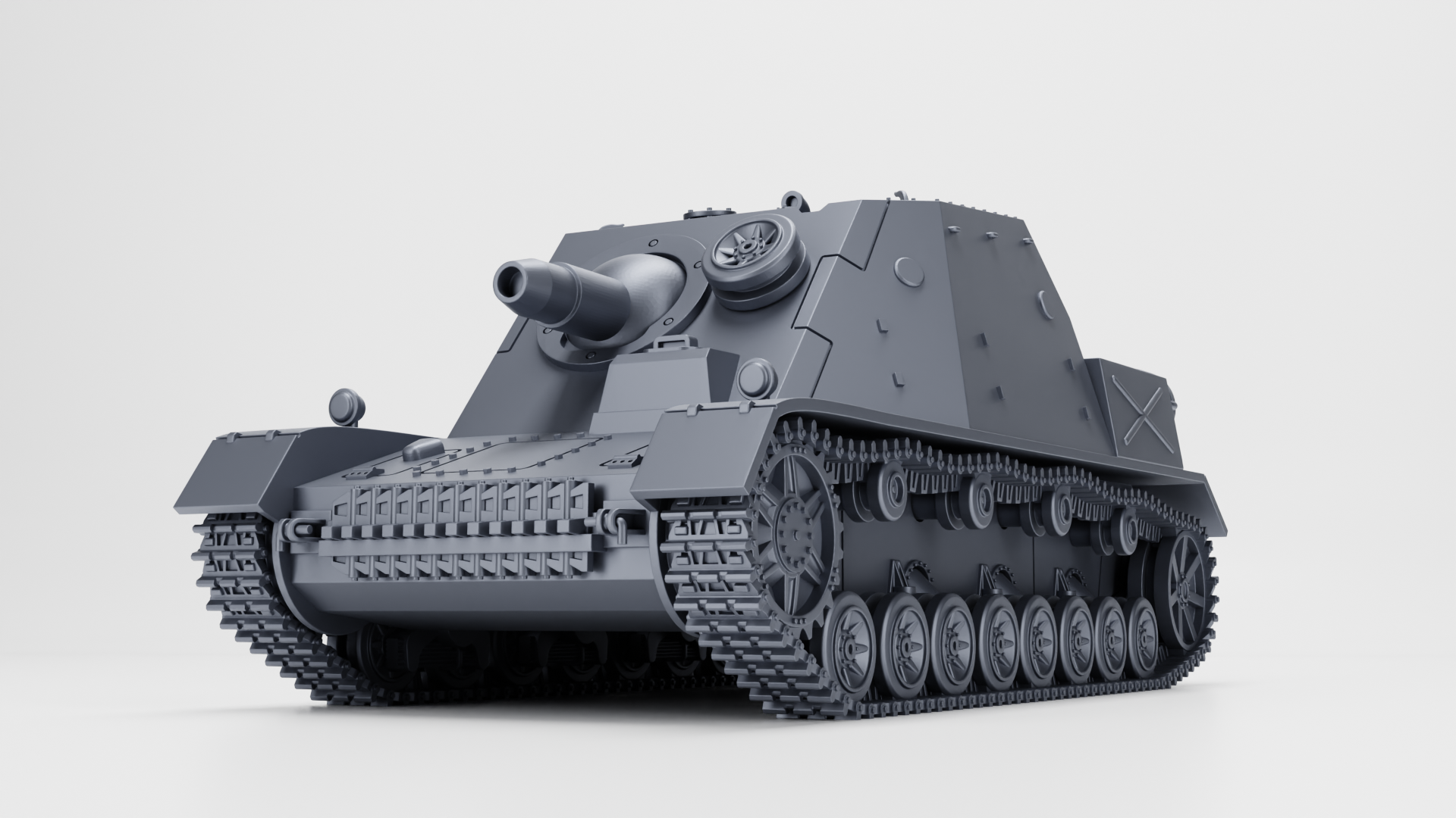 Sturmpanzer IV “Brummbar” (early) + 3 Tankmen + side armor (Germany, WW2) by Wargame3D - Wargaming3D