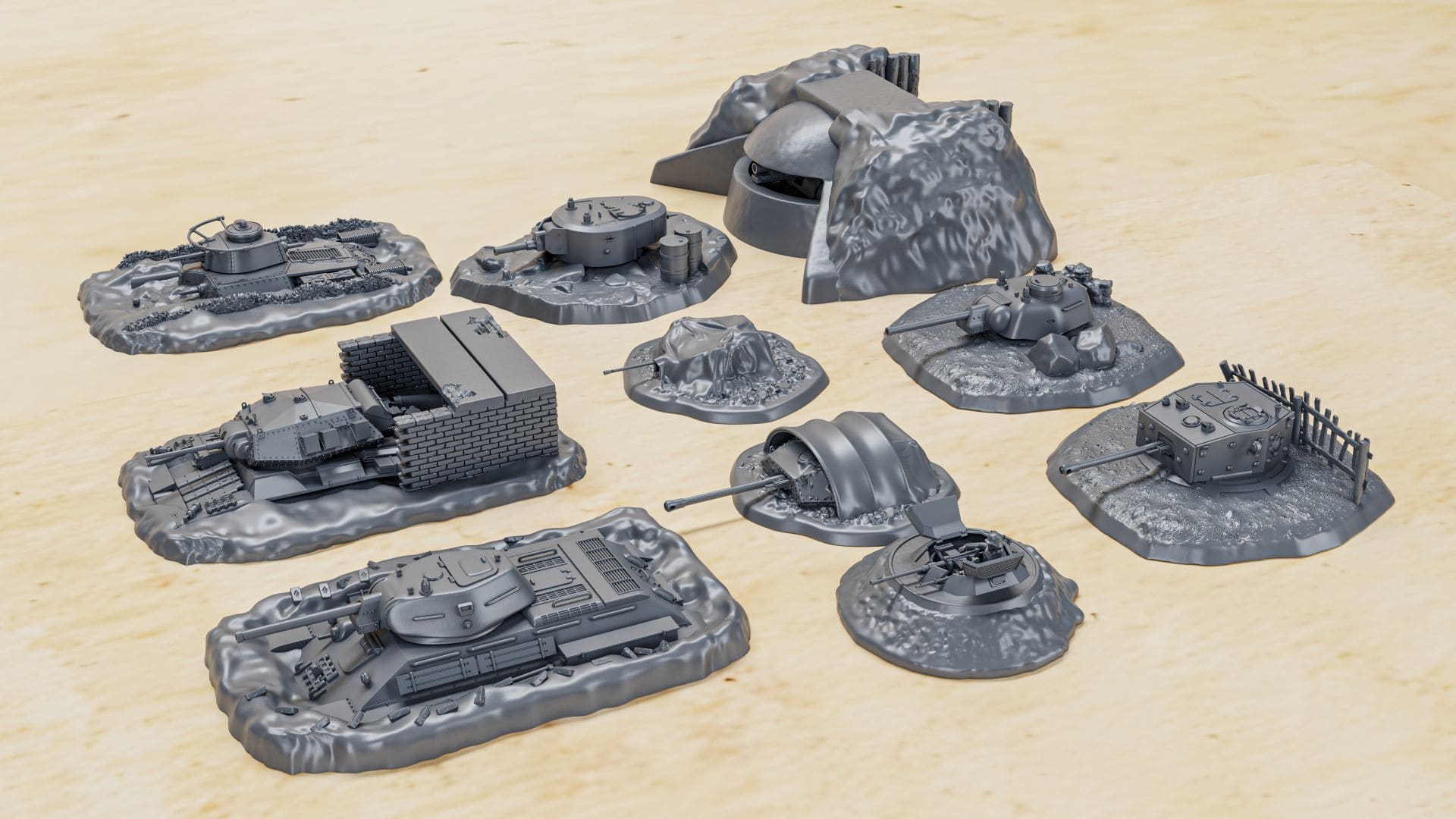 BOLT ACTION - Dug-in tanks and turrets of WW2 (scale 1:56) by Wargame3D ...
