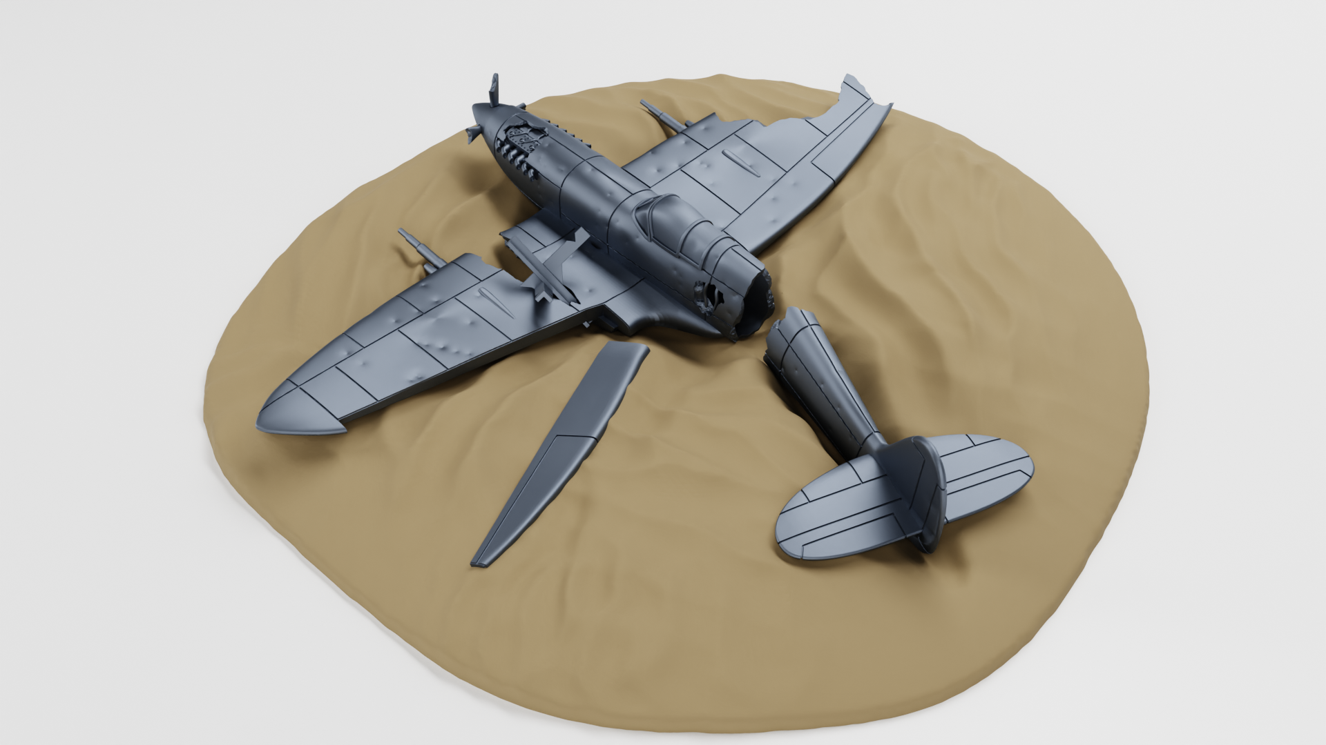 Destroyed Spitfire Mk.IX (UK, WW2) (scale 1:56) by Wargame3D - Wargaming3D