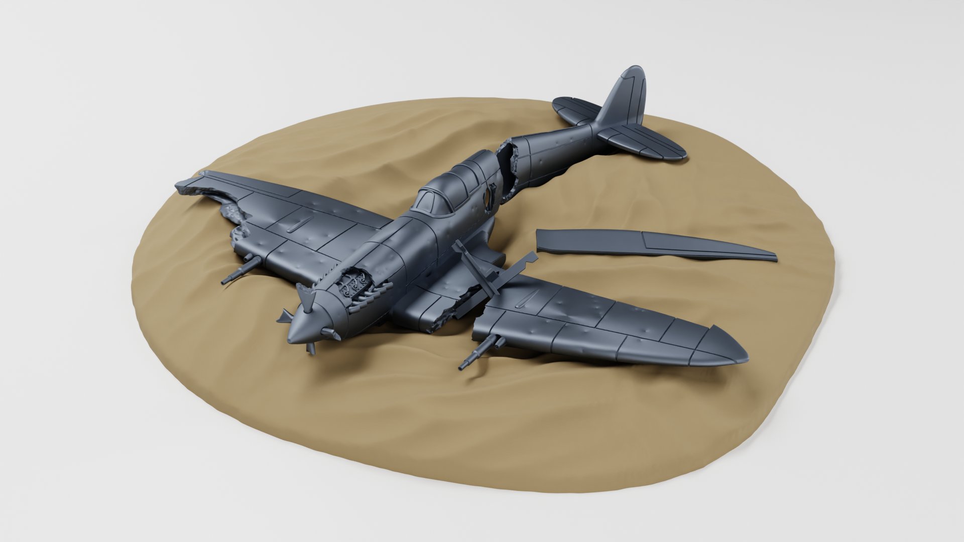 Destroyed Spitfire Mk.IX (UK, WW2) (scale 1:56) by Wargame3D - MiniHoarder