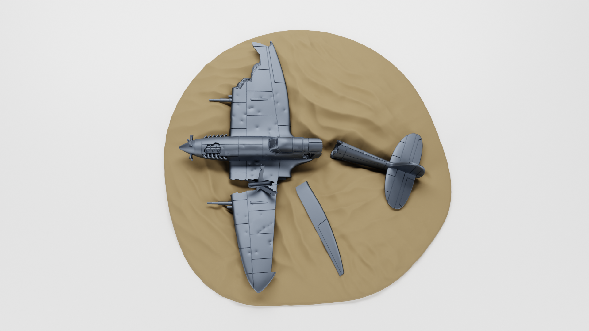 Destroyed Spitfire Mk.IX (UK, WW2) (scale 1:56) by Wargame3D - Wargaming3D