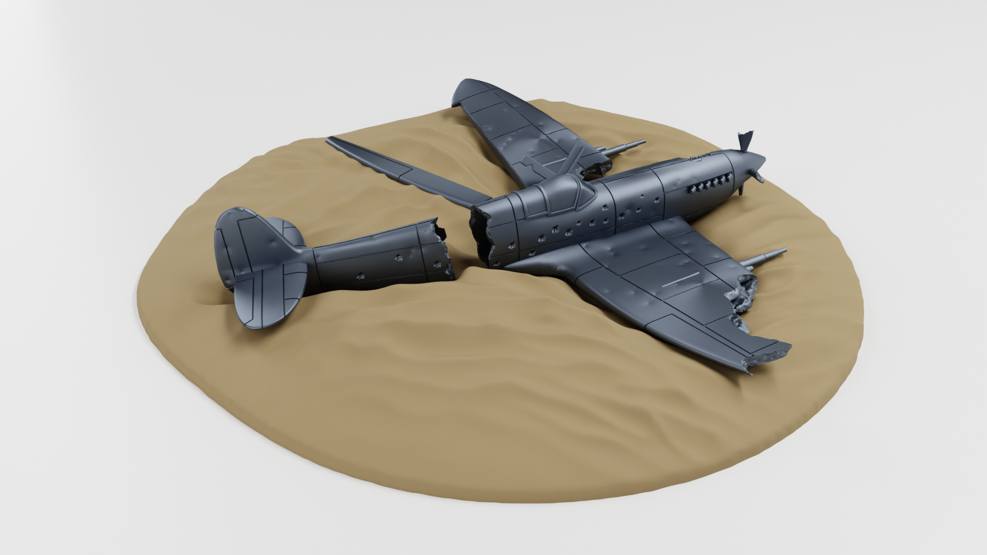 Destroyed Spitfire Mk.IX (UK, WW2) (scale 1:56) by Wargame3D - Wargaming3D