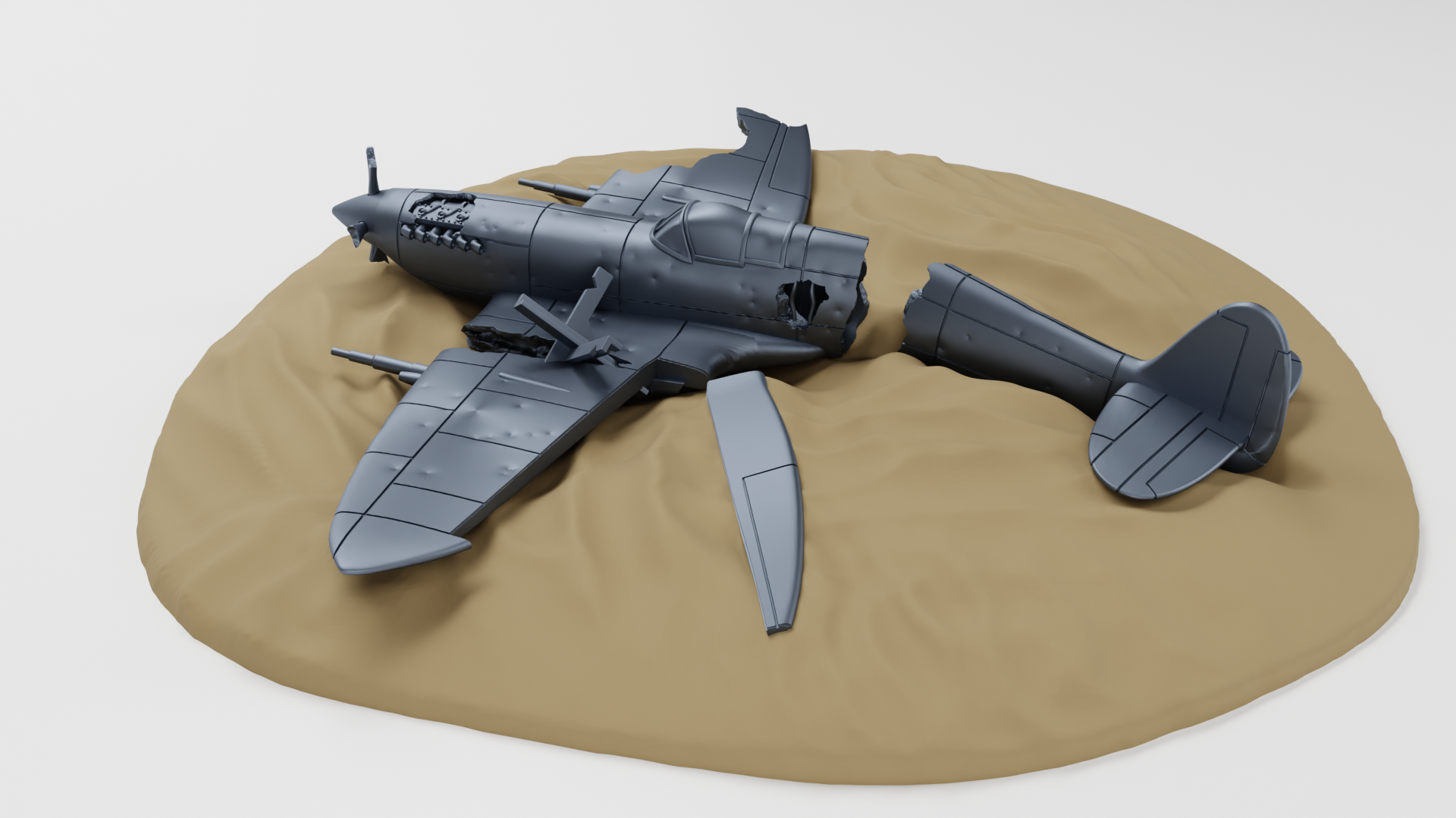 Destroyed Spitfire Mk.IX (UK, WW2) (scale 1:56) by Wargame3D - MiniHoarder