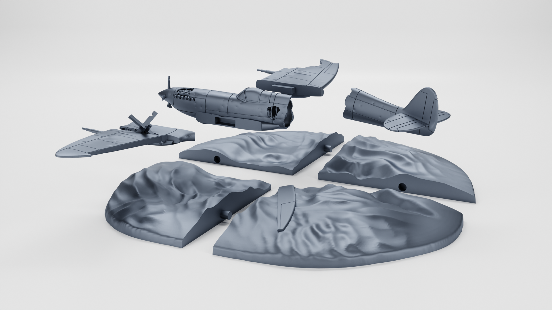 Destroyed Spitfire Mk.IX (UK, WW2) (scale 1:56) by Wargame3D - Wargaming3D