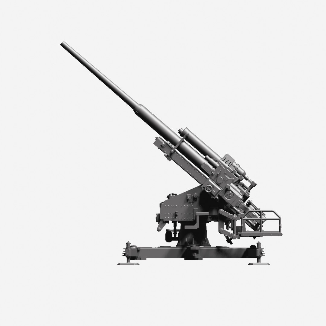 Anti-Aircraft gun 12.8cm FlaK 40 (on cross) (Germany, WW2) by Wargame3D ...
