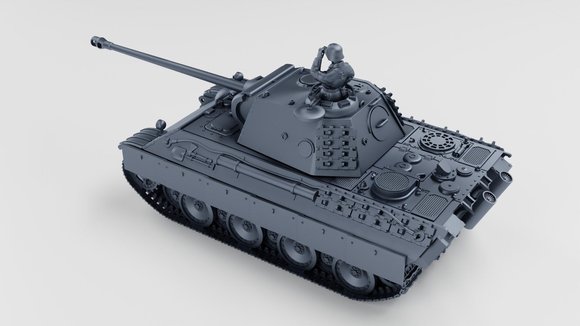 Panzer V Panther Ausf.G late with side skirts + 3 Tankmen (Germany, WW2 ...