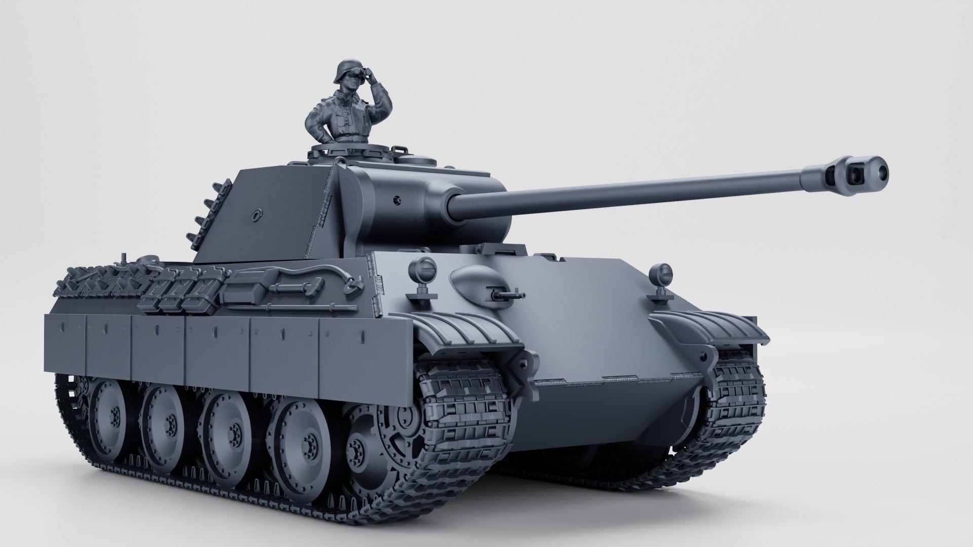 Panzer V Panther Ausf.G late with side skirts + 3 Tankmen (Germany, WW2 ...