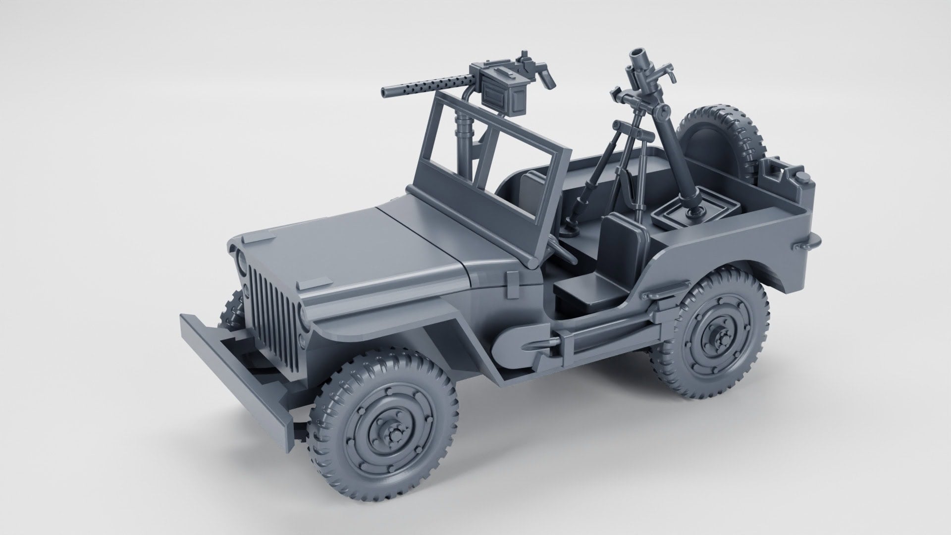 Willys Jeep MB with Cal.30 machine gun and 60mm mortar (US, WW2) by ...