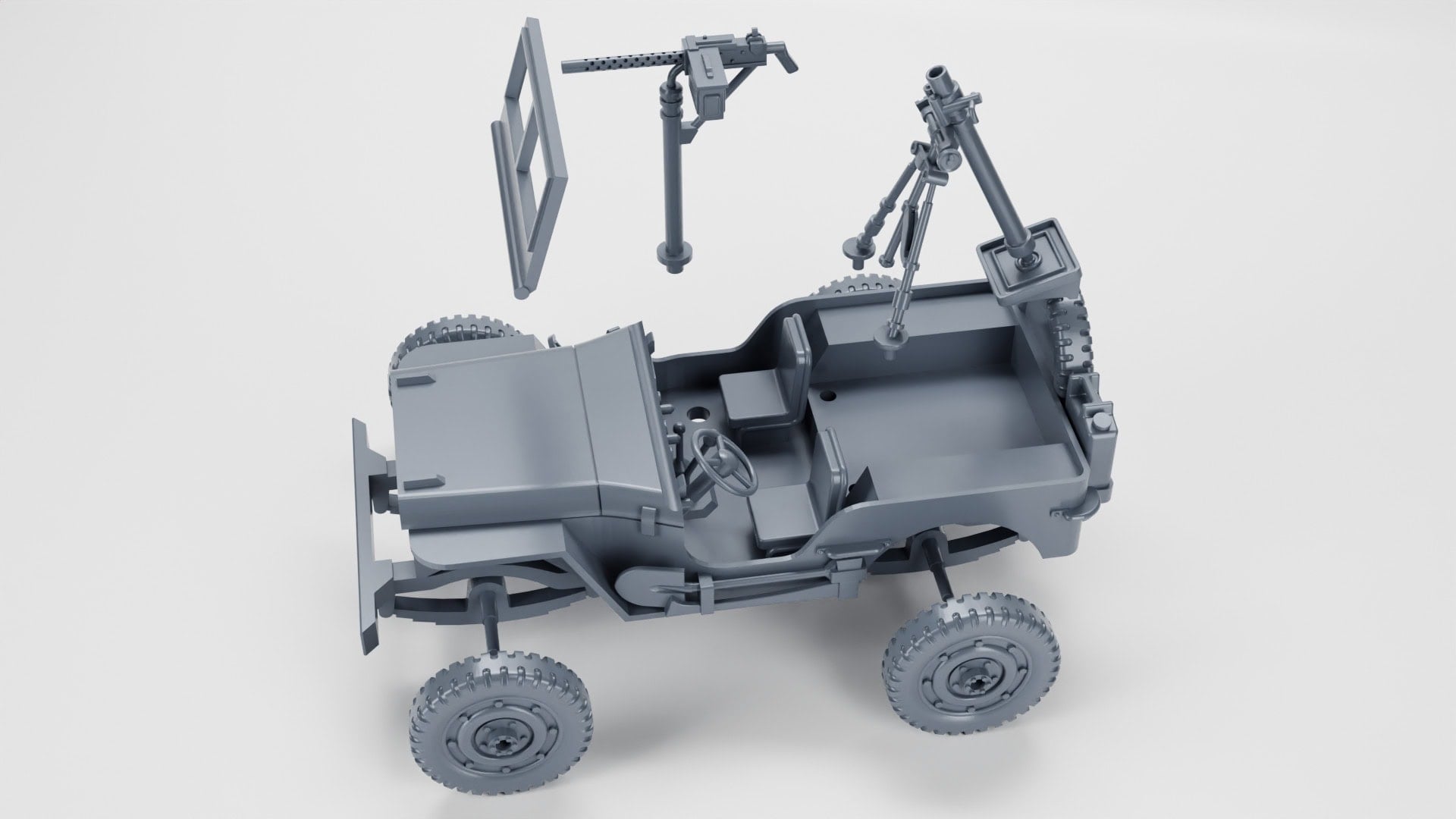 Willys Jeep MB with Cal.30 machine gun and 60mm mortar (US, WW2) by ...