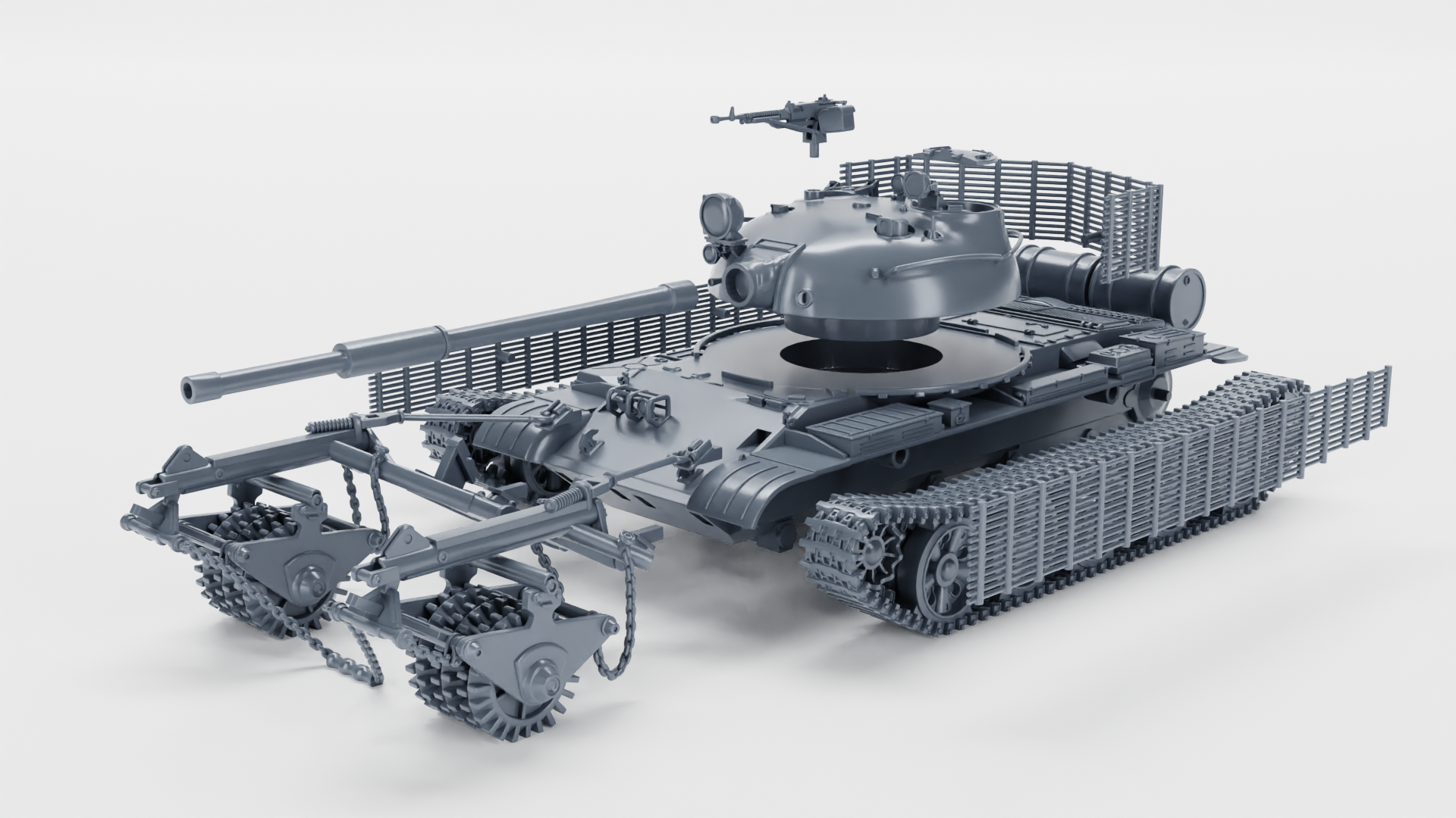 T-62M Tank + KMT-5 mine sweeper (USSR, Cold War) (1:56 and 1:100 scale ...