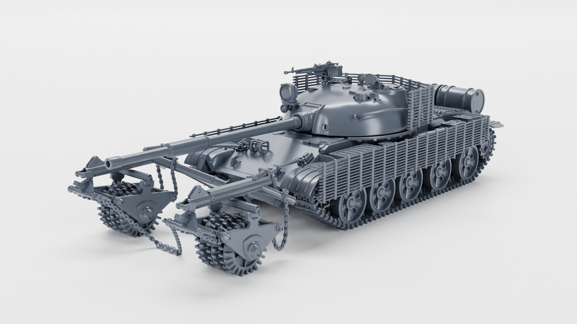 T-62M Tank + KMT-5 mine sweeper (USSR, Cold War) (1:56 and 1:100 scale ...