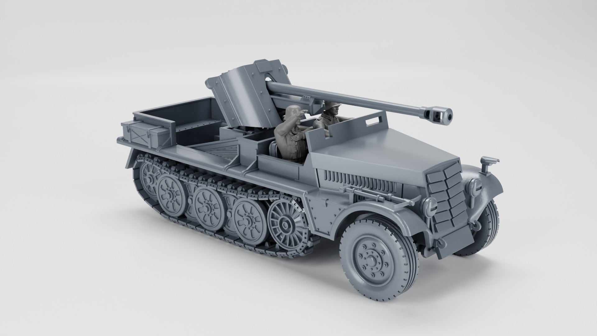 Half-track Sd.Kfz.10/5 with armor and 5cm PAK 38 + Crewmen (Germany ...