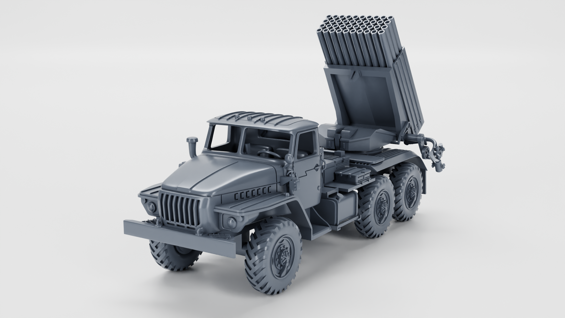 BM-21 Grad (122mm MLRS) (USSR, Cold War) (1:56 and 1:100 scale) by ...