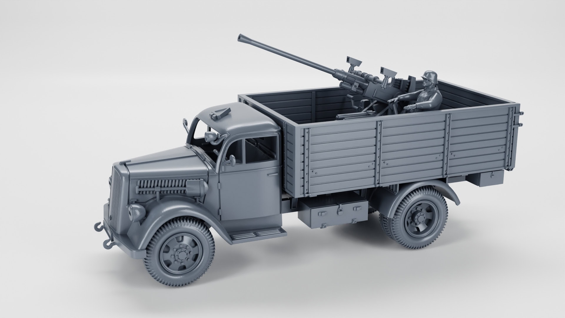 Opel Blitz with German Bofors 40mm FLAK 28 AA gun + Gunman (Germany ...
