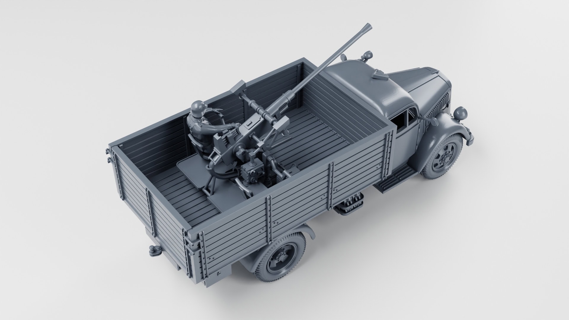 Opel Blitz with German Bofors 40mm FLAK 28 AA gun + Gunman (Germany ...