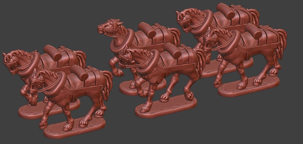 15mm ACW Artillery Limber horses walking by MCminiatures - Wargaming3D