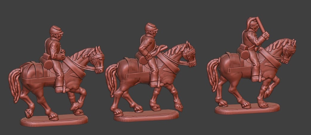 15mm ACW Artillery Limber walking horses mounted by MCminiatures ...