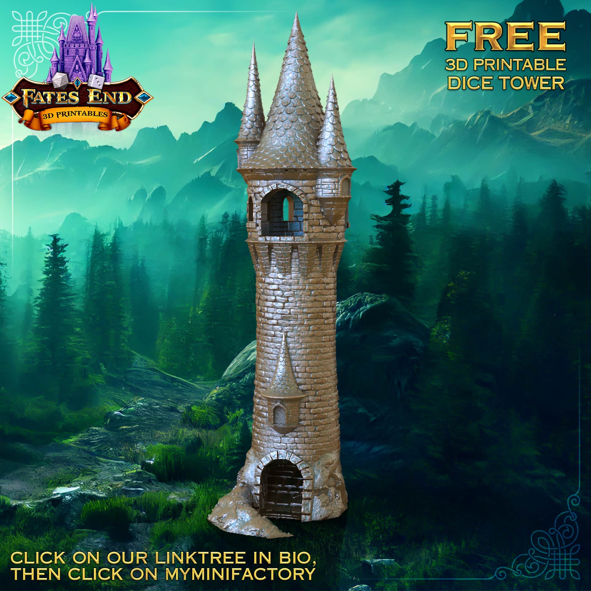 FREE! Tall Citadel Dice Tower - SUPPORT FREE! by Fates End - MiniHoarder