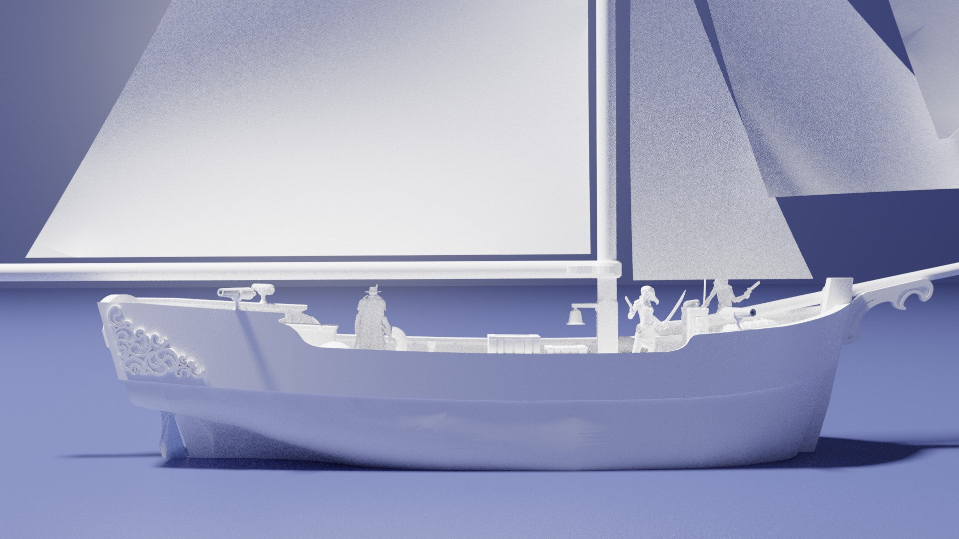 Wooden Sailing Ship (Alabaster) 28mm, Highly Detailed, Customizable ...